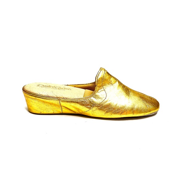 Daniel Green | Shoes | Vintage 96s Metallic Gold Vegan Leather Boudoir Slippers | Poshmark